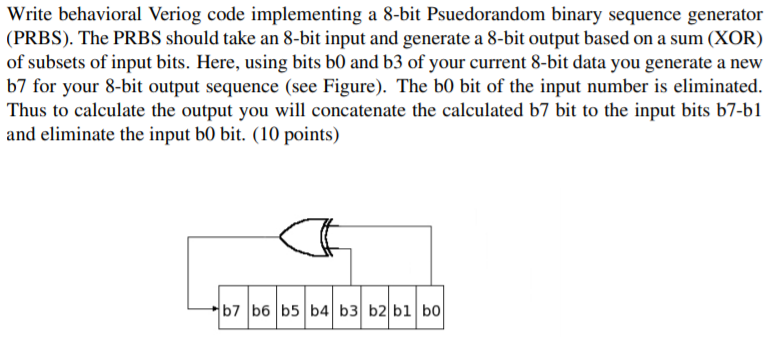 Solved Write behavioral Veriog code implementing a 8-bit | Chegg.com