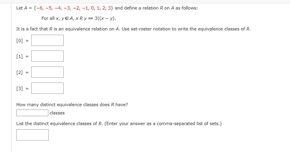 Solved Let A {−6 −5 −4 −3 −2 −1 0 1 2 3} And