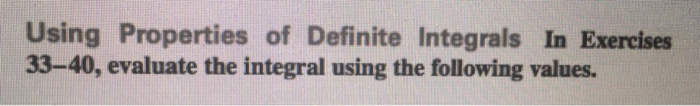 Solved Using Properties of Definite Integrals In Exercises | Chegg.com