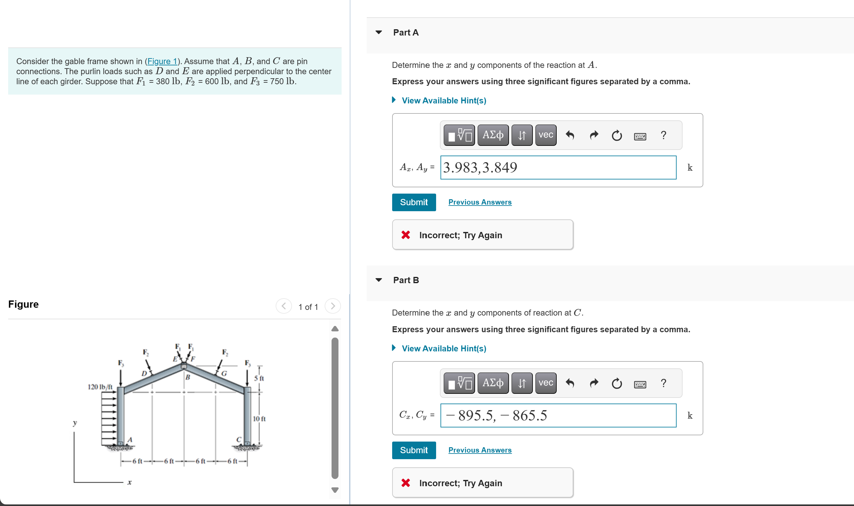 Solved Part AConsider the gable frame shown in (Figure 1). | Chegg.com