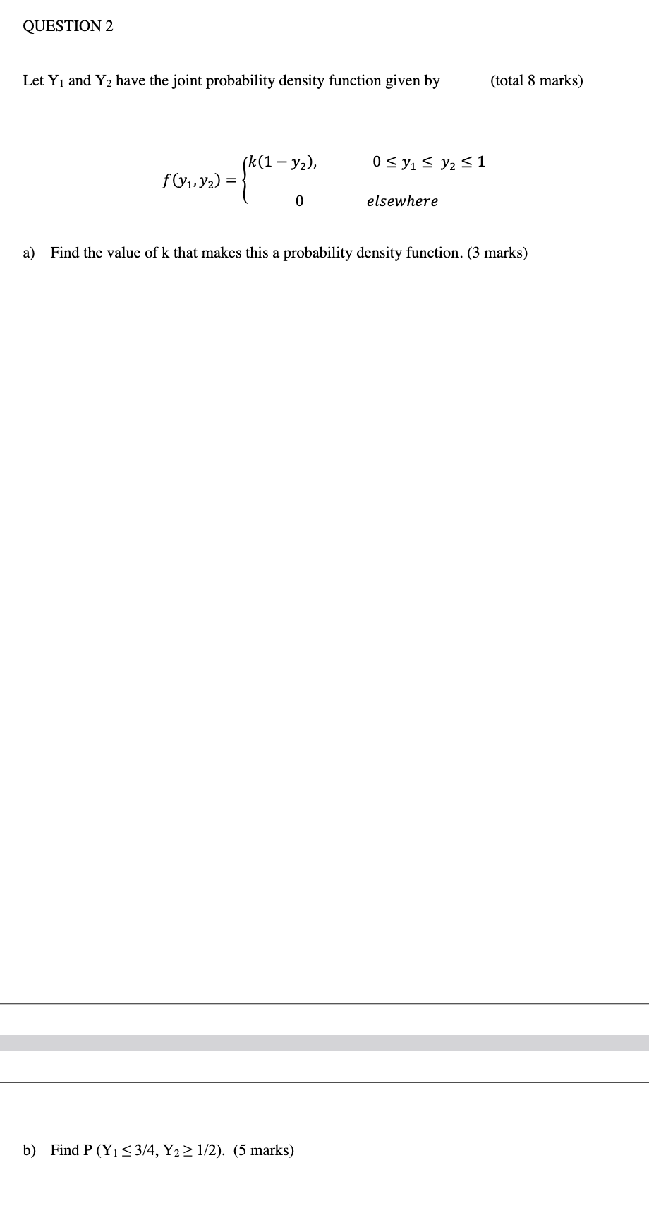 Solved Let Y1 and Y2 have the joint probability density | Chegg.com