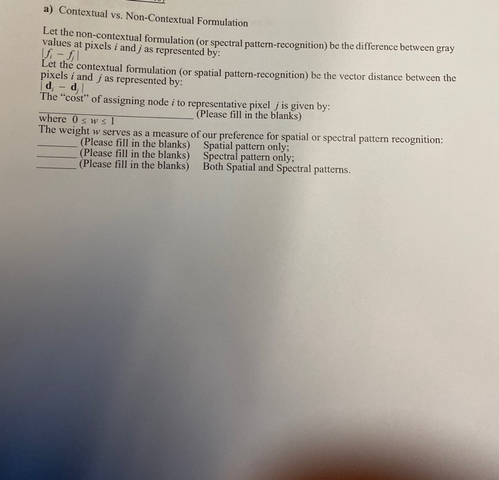 a) Contextual vs. Non-Contextual Formulation Let the | Chegg.com