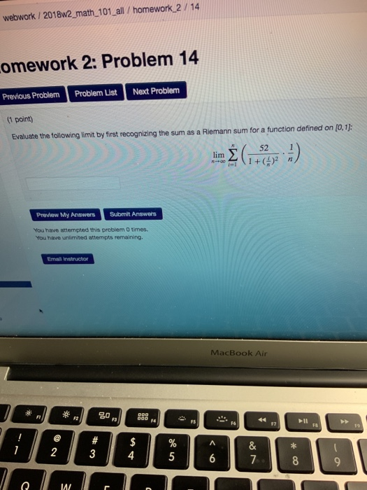 Solved webwork / 2018w2 math 101 all /homework 2 /14 omework | Chegg.com