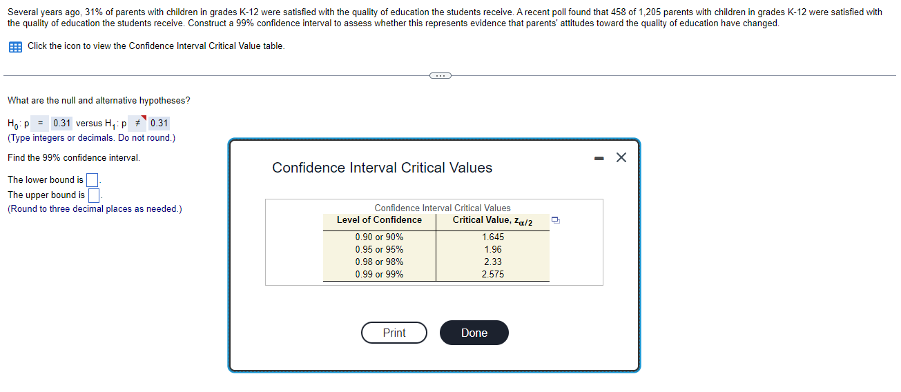 Solved Click the icon to view the Confidence Interval | Chegg.com