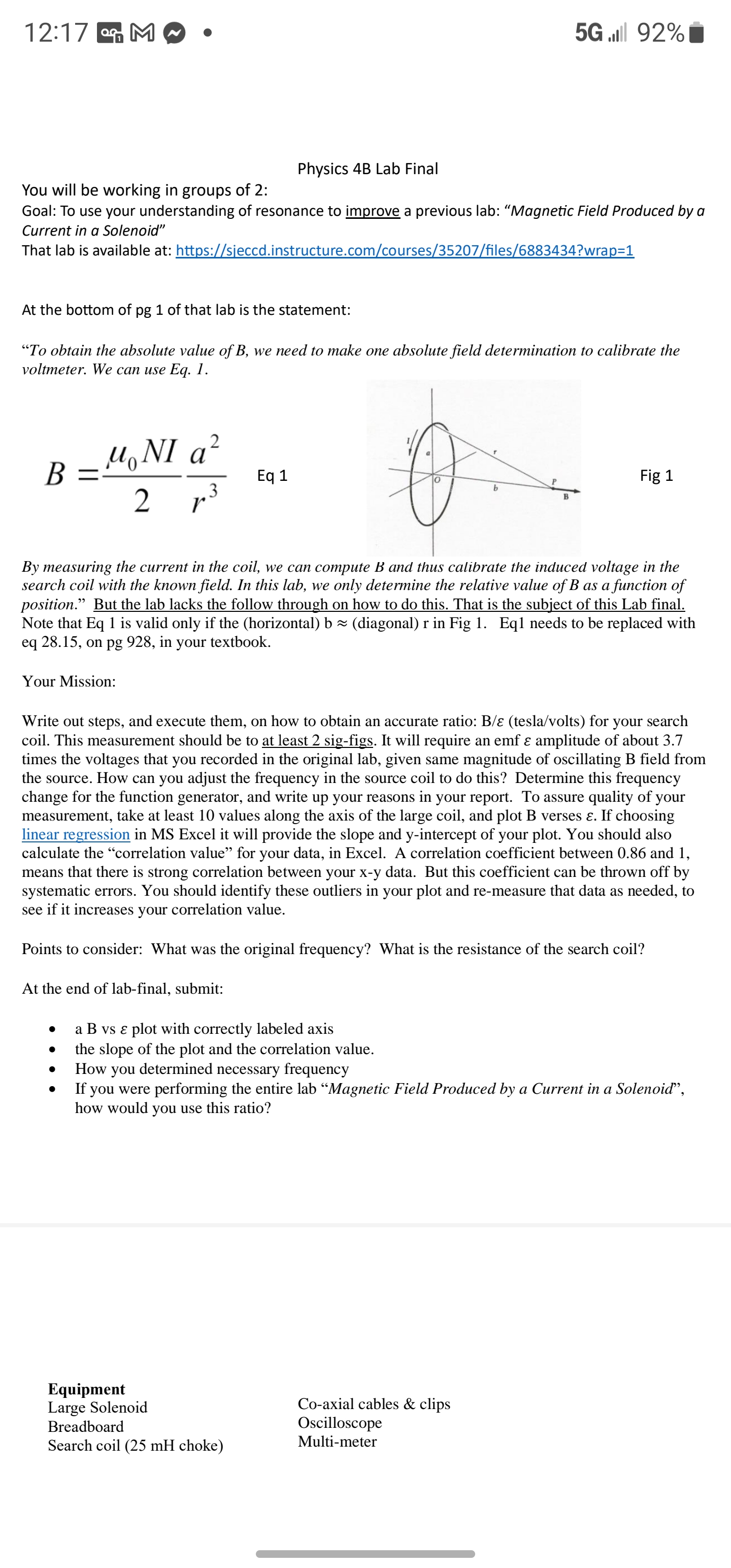 Solved Physics 4B Lab Final You will be working in groups of | Chegg.com