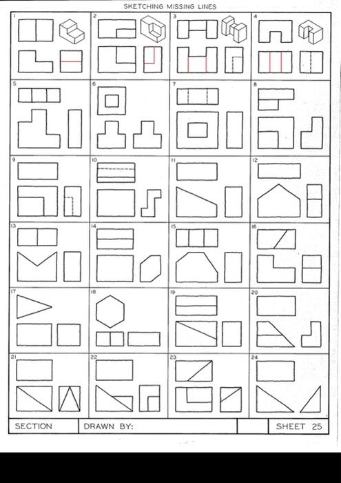 Draw the final projection after sketching the missing | Chegg.com