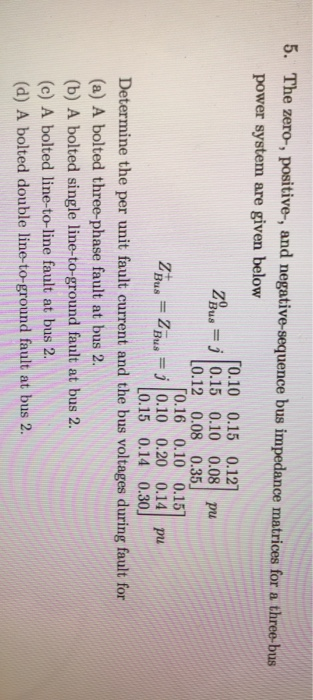 Solved The zero-, positive-, and negative-sequence bus | Chegg.com