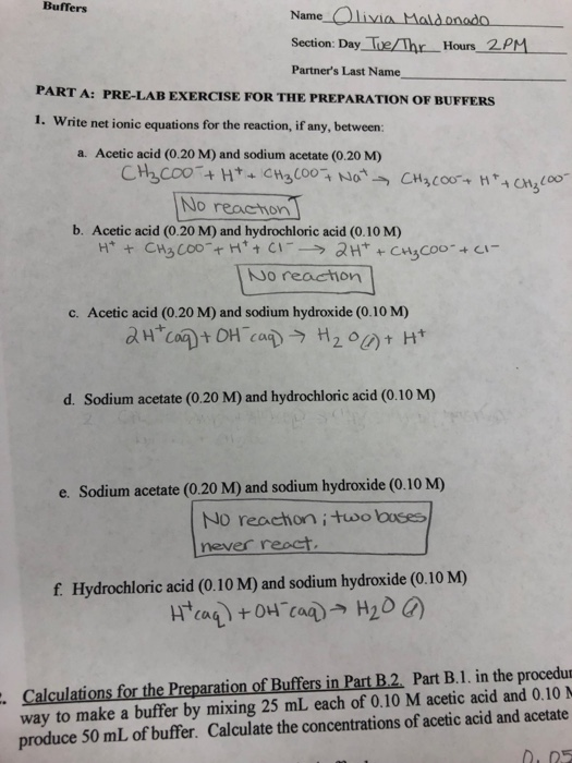 Solved Buffers Name Section: Day Tue/Thr Hours 2PM Partner's | Chegg.com