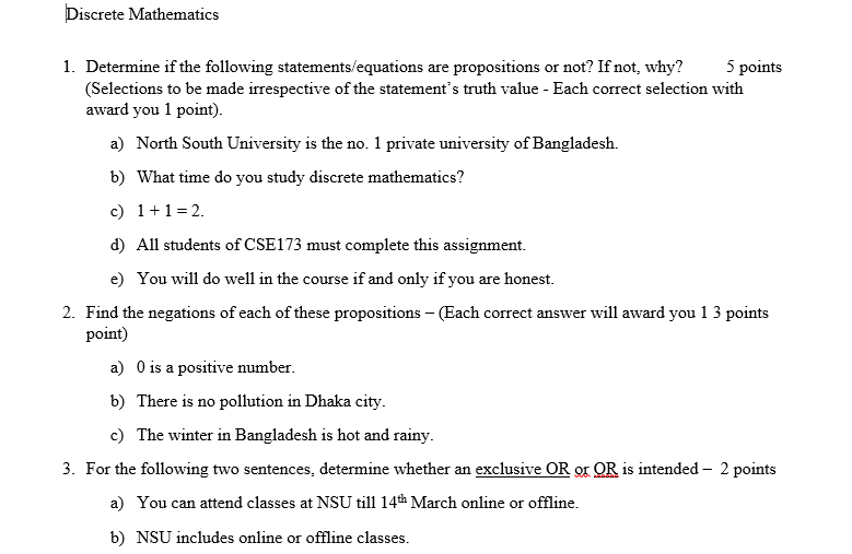 Solved Discrete Mathematics 1. Determine if the following | Chegg.com