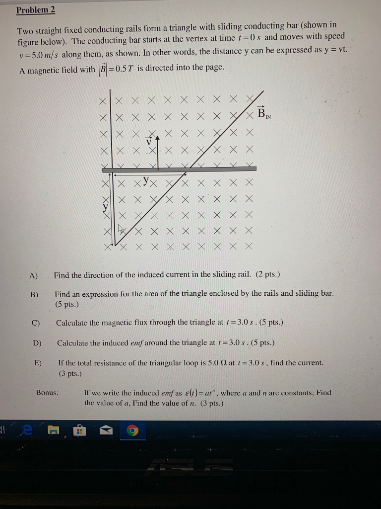 Solved Problem 2 Two straight fixed conducting rails form a | Chegg.com