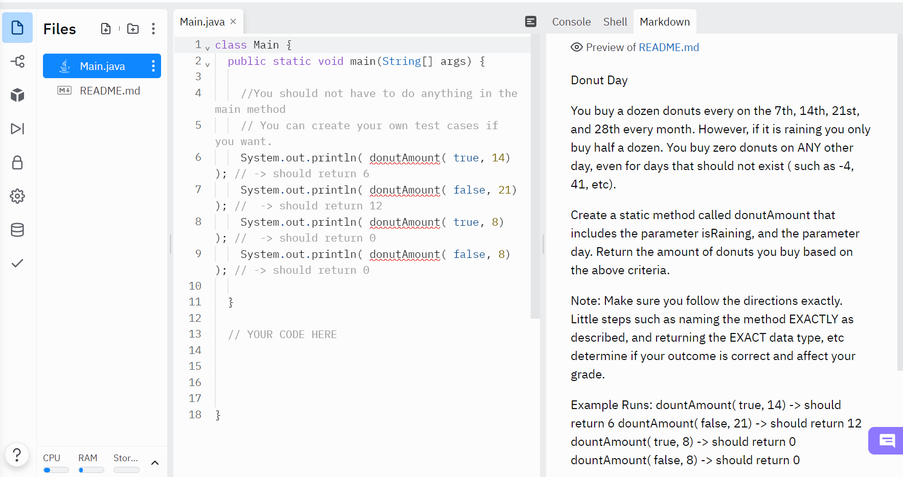 Solved E Mainjava Console Shell Files Markdown O Preview Of 
