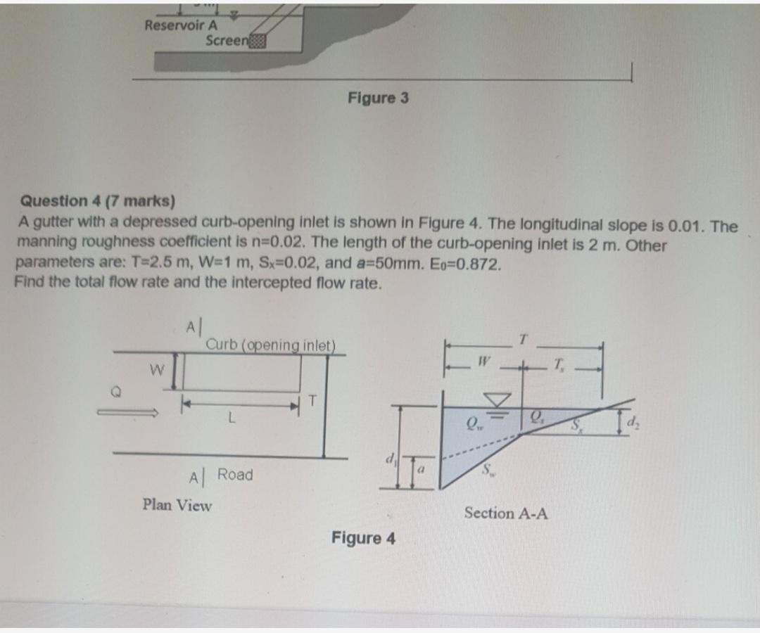 Solved Question 4 (7 marks) A gutter with a depressed | Chegg.com