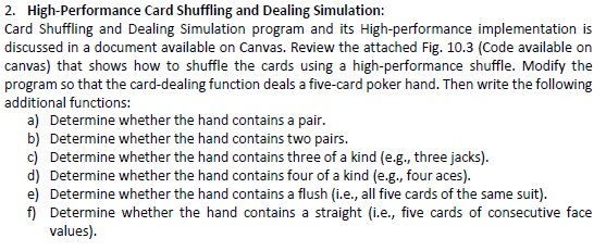 2. High-Performance Card Shuffling and Dealing | Chegg.com