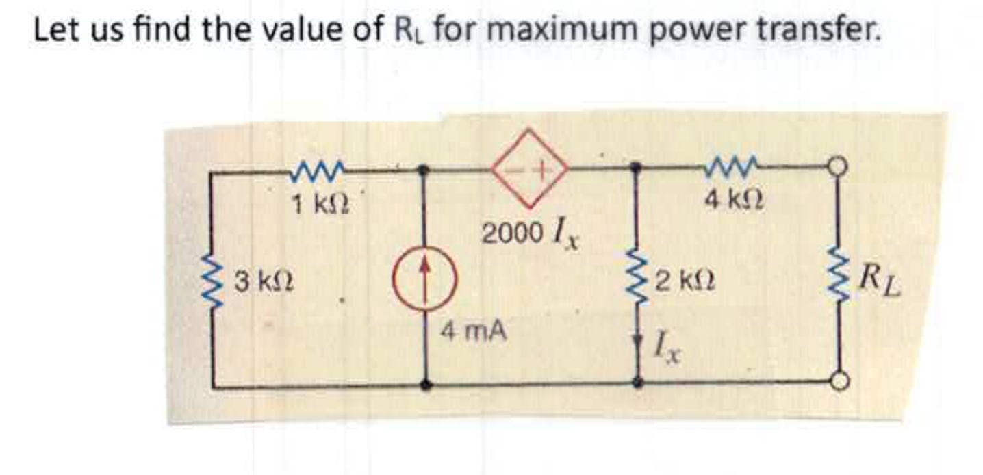 Solved Let us find the value of RL for maximum power | Chegg.com