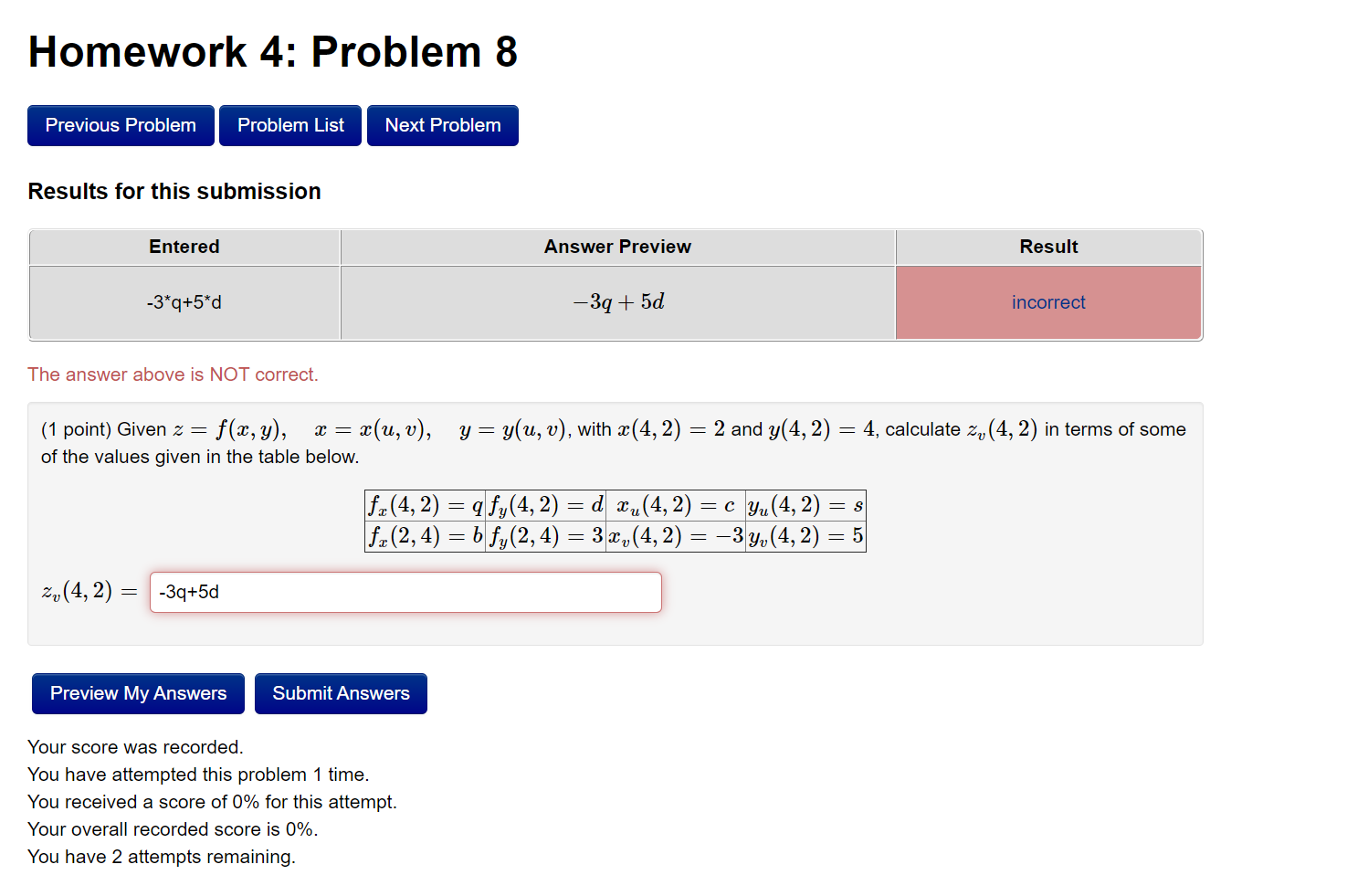 Solved Homework 4: Problem 8 Previous Problem Problem List | Chegg.com