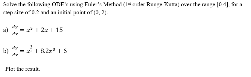 Solved Solve the following ODE's using Euler's Method (1st | Chegg.com