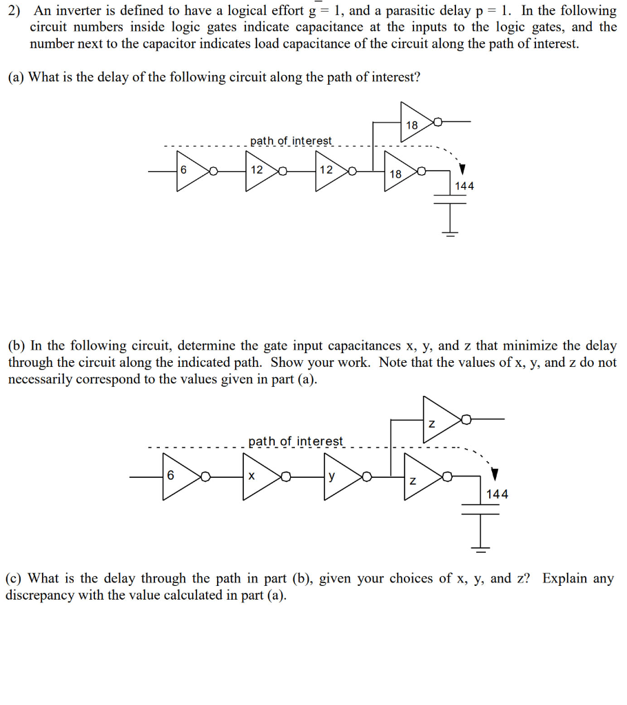 Solved 2) An inverter is defined to have a logical effort g | Chegg.com