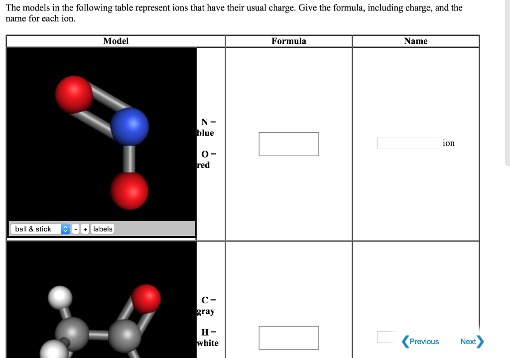 Solved The models in the following table represent ions that | Chegg.com