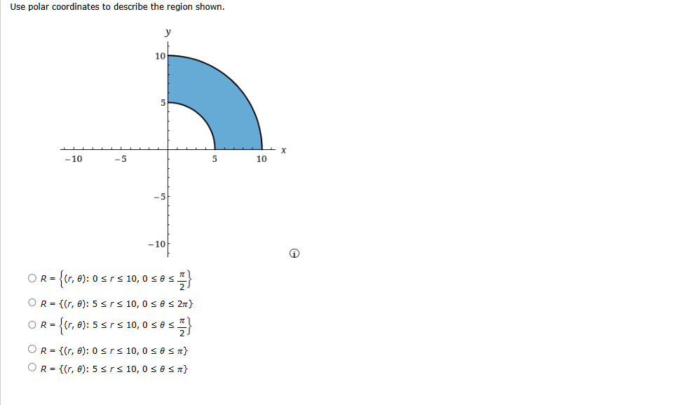 Solved Use polar coordinates to ﻿describe the region | Chegg.com