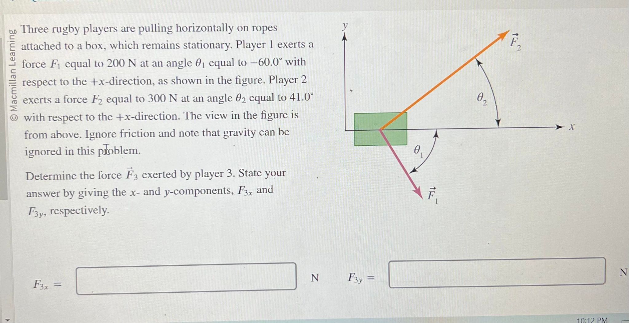 Solved Three rugby players are pulling horizontally on ropes | Chegg.com