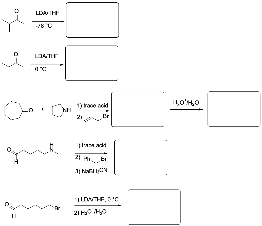 Solved 1) H3O+/H2O 1) trace acid 2) PhBr 3) NaBH3CN 1) | Chegg.com