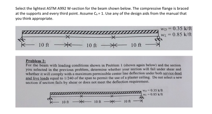 Solved Select the lightest ASTM A992 W-section for the beam | Chegg.com Solved Select the lightest ASTM A992 W-section for the beam | Chegg.com