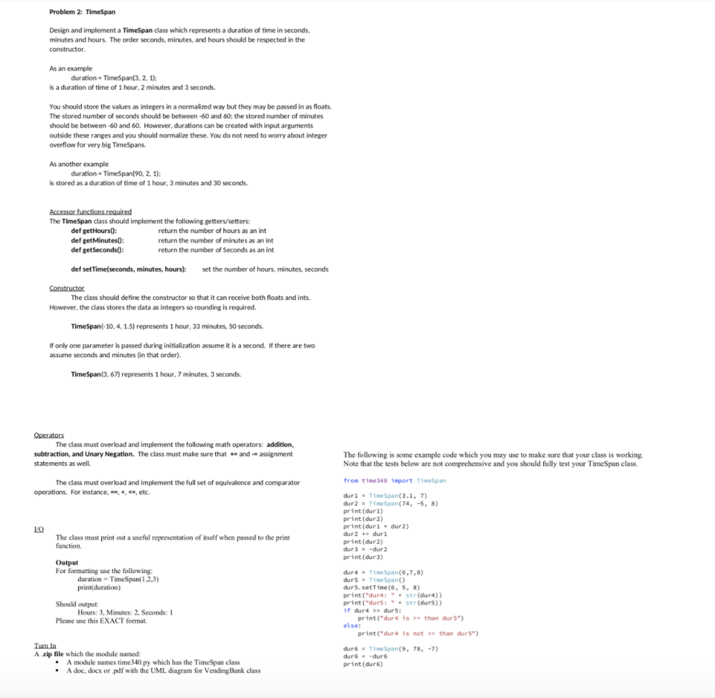 Problem 2 Timespan Design And Implement A Timespan