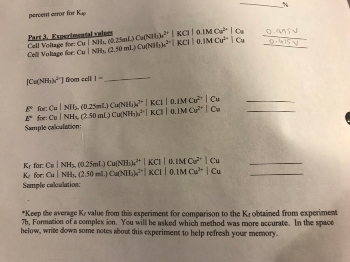 Electrochemical Cells REPORT SHEET EXPERIMENT 7A Part | Chegg.com