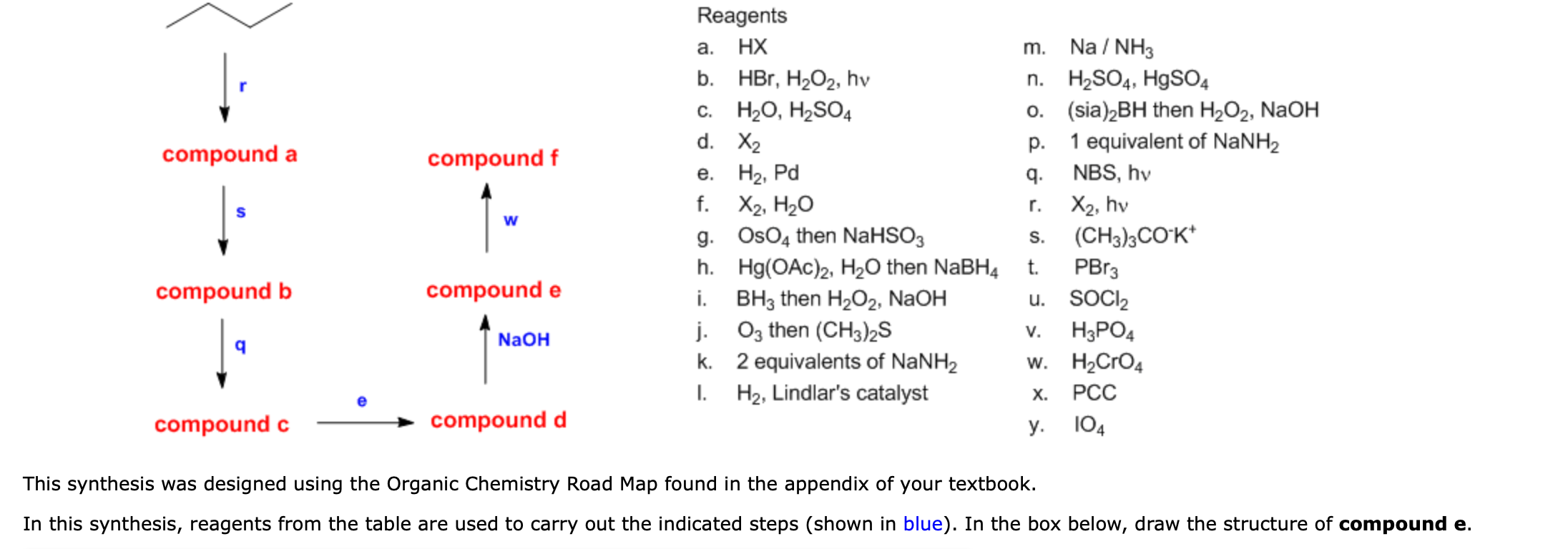 Solved Reagents a. HX m. Na/NH3 b. HBr,H2O2, h v n. | Chegg.com
