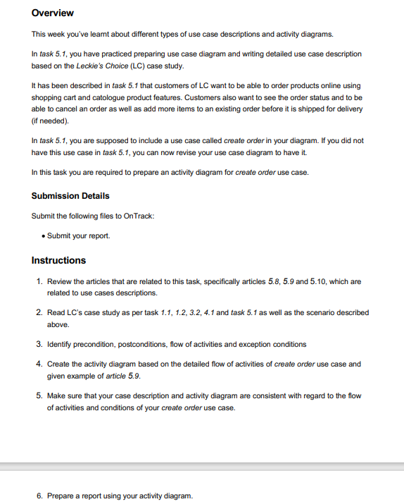 Solved Overview This week you've learnt about different | Chegg.com