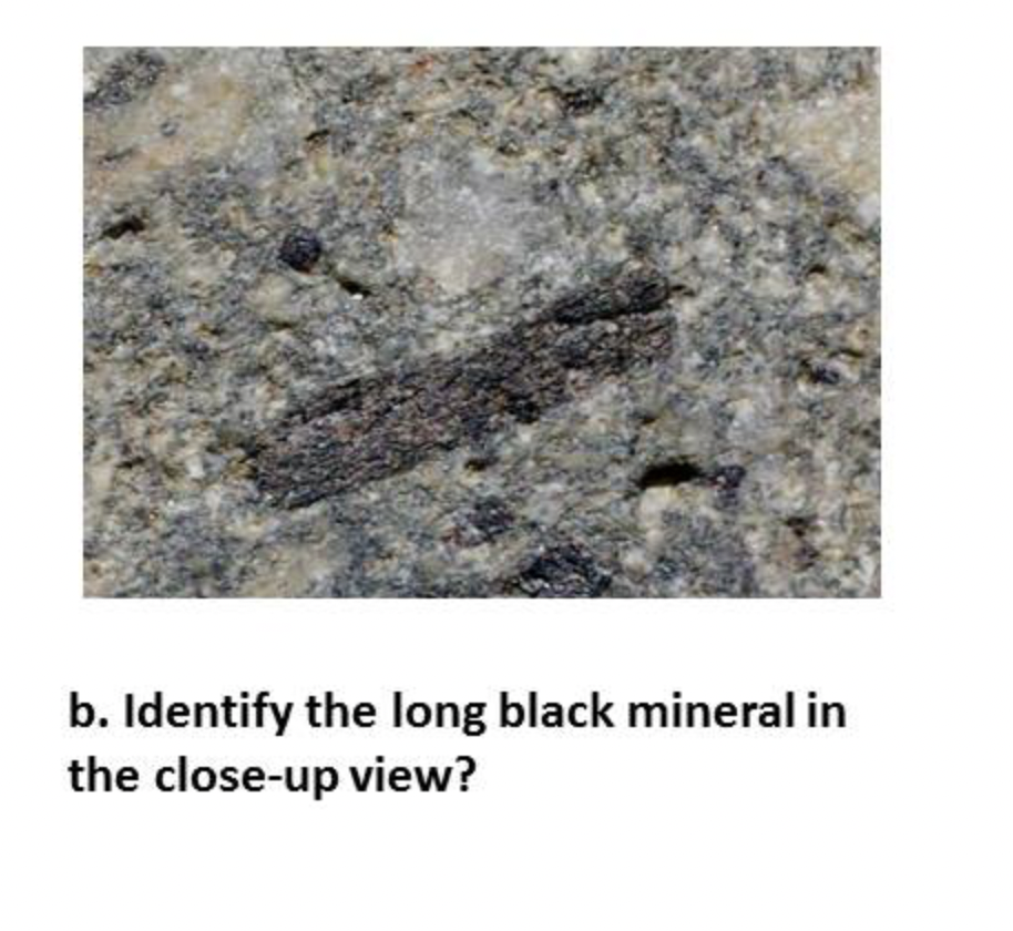 Solved Identify the long black mineral in the close up view | Chegg.com