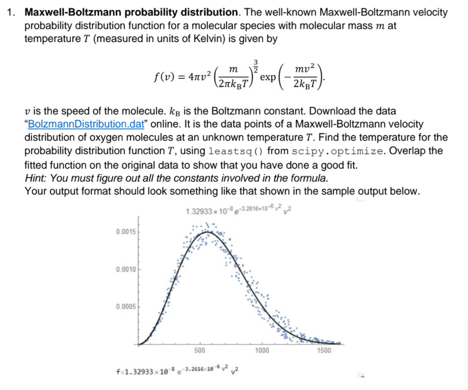 Solved 1. Maxwell-Boltzmann probability distribution. The | Chegg.com