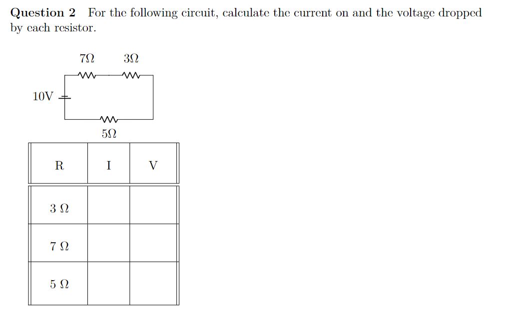 Solved Question 1 For the following circuit, calculate the | Chegg.com