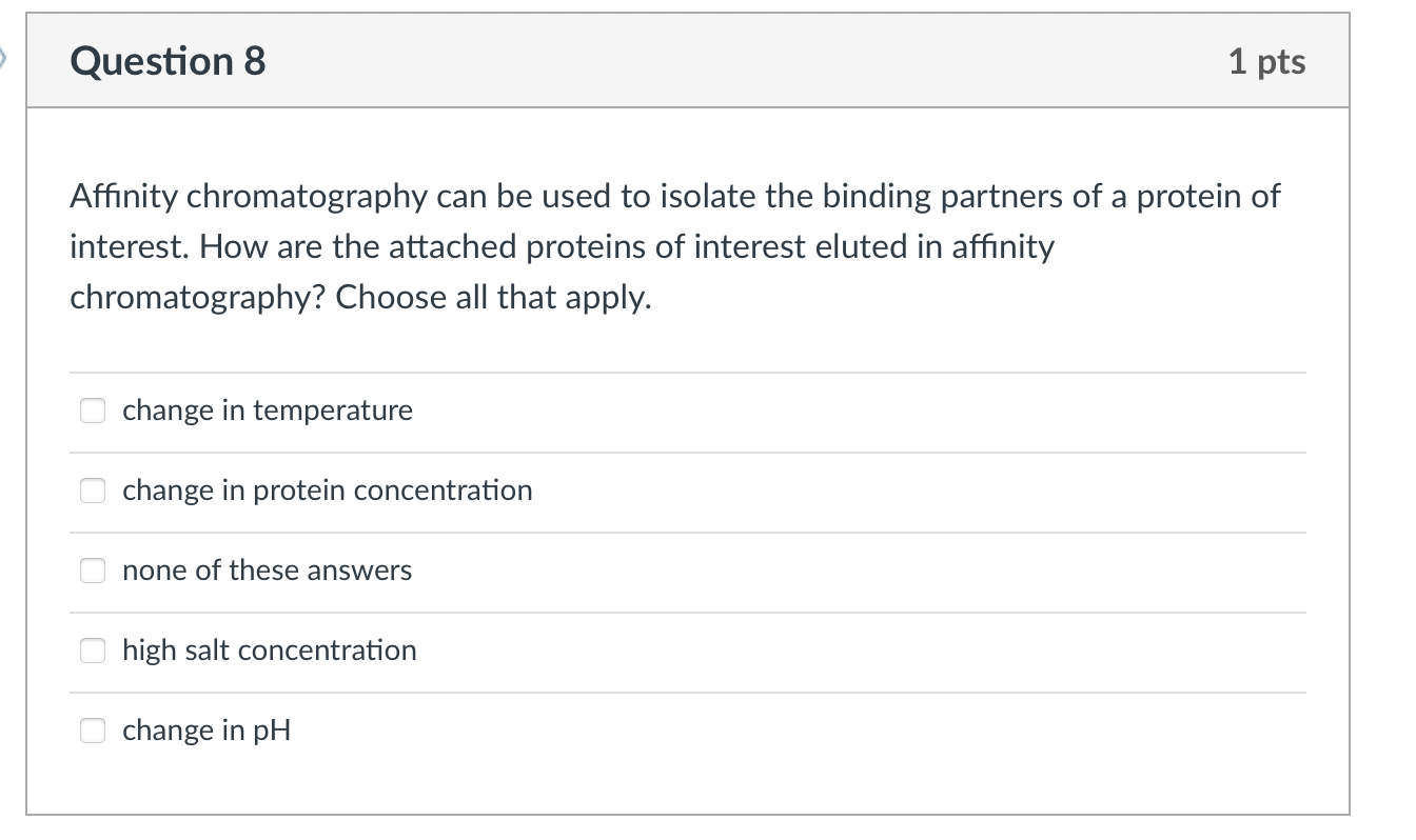 Solved Affinity chromatography can be used to isolate the | Chegg.com