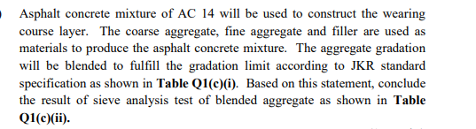 Solved Asphalt concrete mixture of AC14 will be used to | Chegg.com