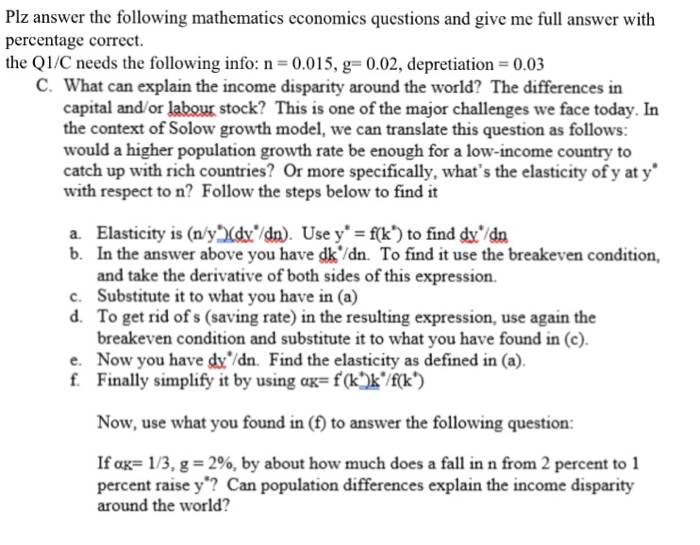 Solved Plz answer the following mathematics economics | Chegg.com