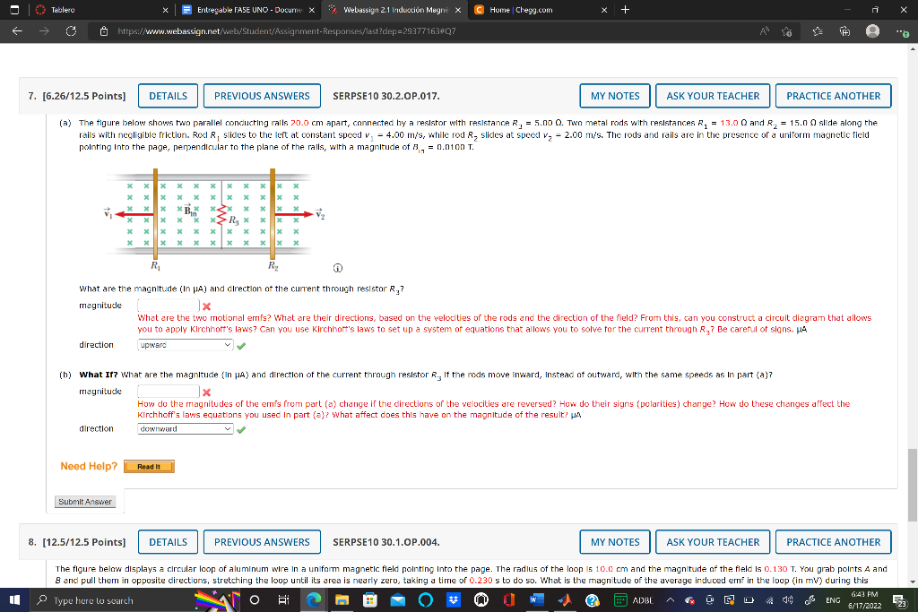Solved Tablero X Entregable FASE UNO-Docume: X Webassign 2.1 | Chegg.com