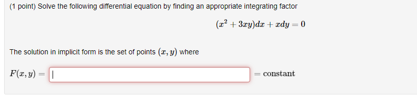Solved (1 point) Solve the following differential equation | Chegg.com