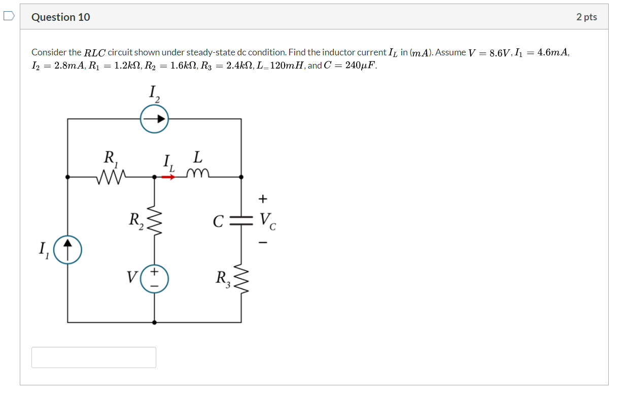 Solved Consider the RLC circuit shown under steady-state | Chegg.com