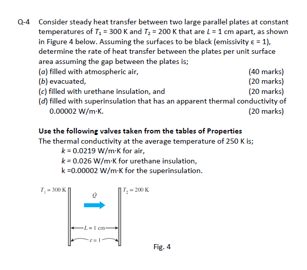Solved Q-4 Consider steady heat transfer between two large | Chegg.com