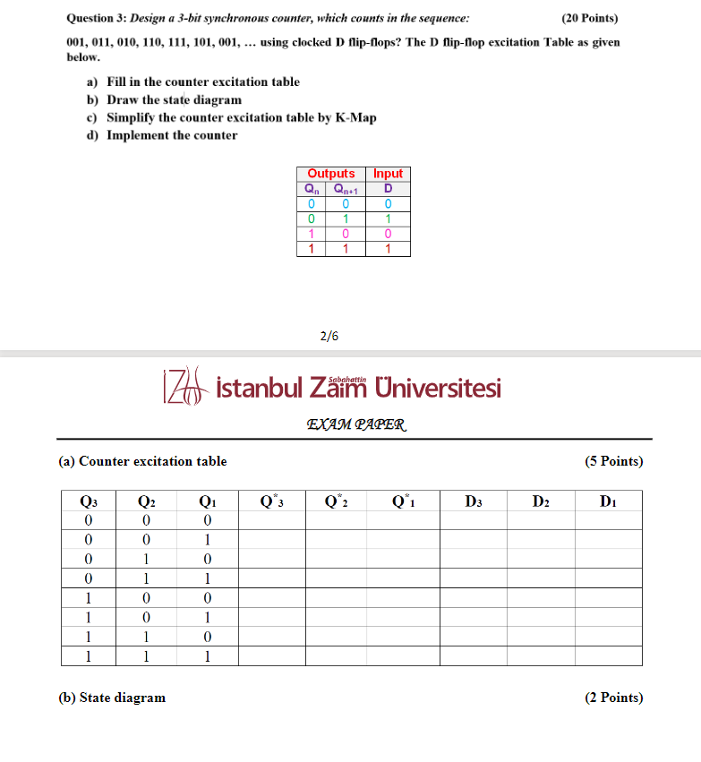 Solved Question 3 Design A 3 Bit Synchronous Counter Which 