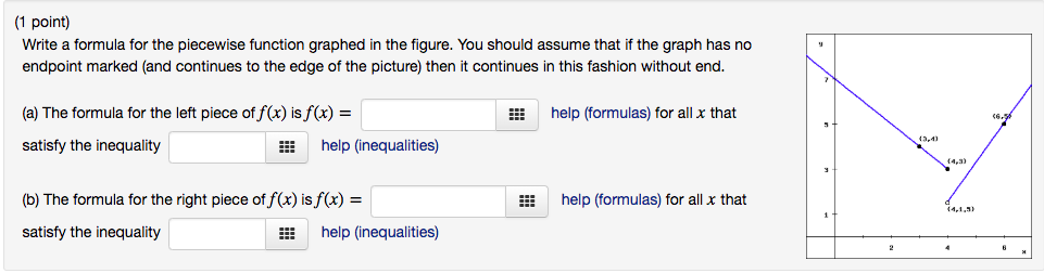 Solved 1 point) Write a formula for the piecewise function | Chegg.com