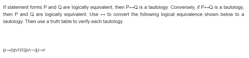 Solved If statement forms P and Q are logically equivalent, | Chegg.com