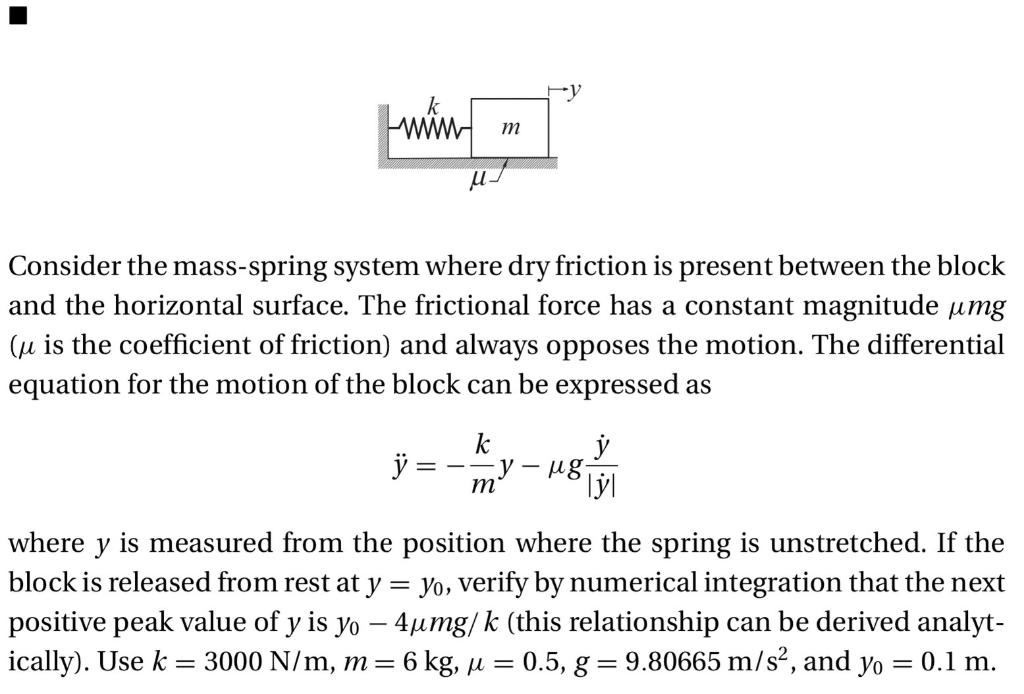 Solved Consider the mass-spring system where dry friction is | Chegg.com