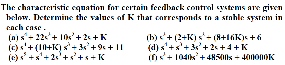 Solved The characteristic equation for certain feedback | Chegg.com
