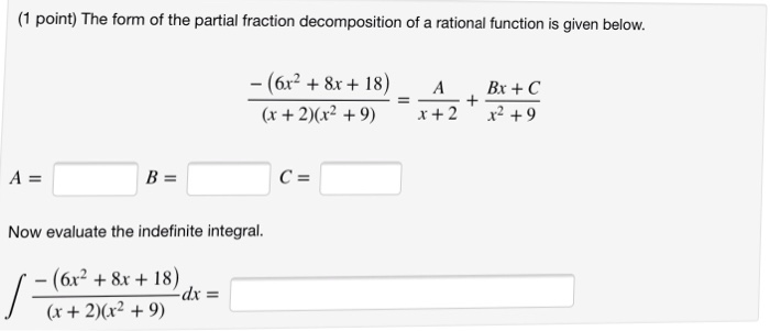Solved (1 point) The form of the partial fraction | Chegg.com