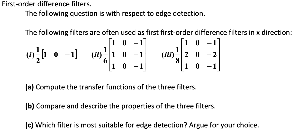 First-order difference filters. The following | Chegg.com