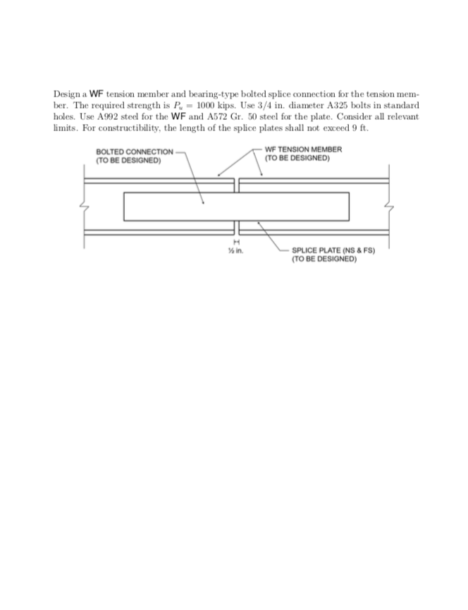 Design a WF tension member and bearing-type bolted | Chegg.com