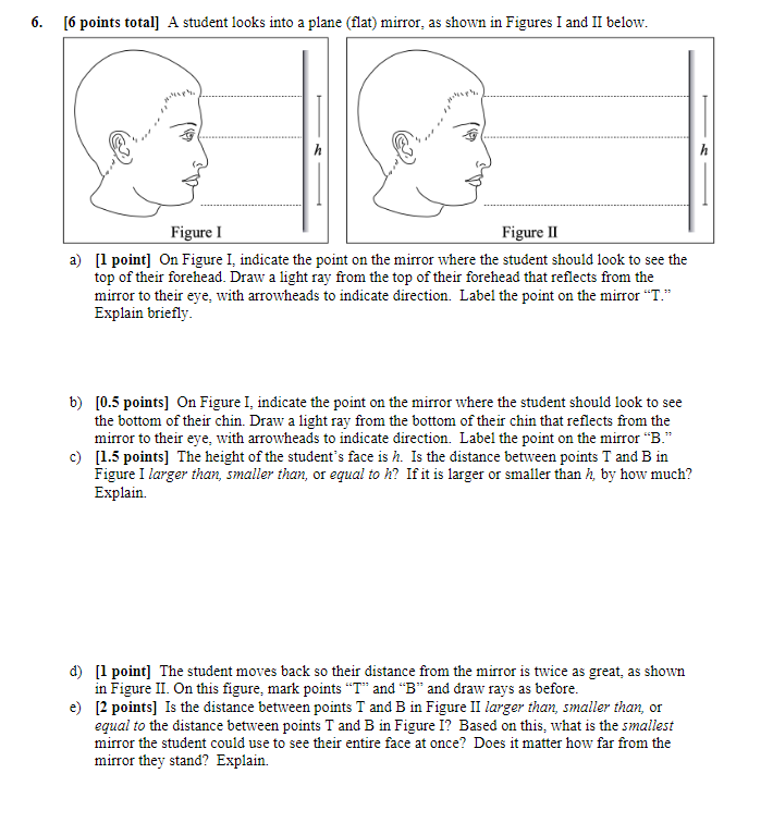 Solved 6. [6 points total] A student looks into a plane | Chegg.com