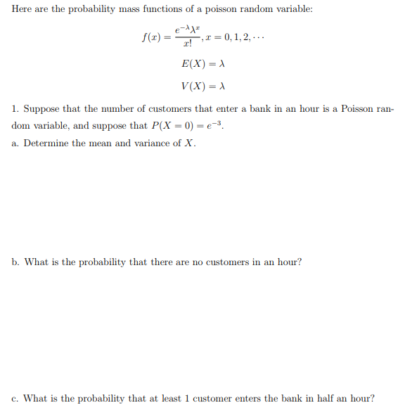 Solved Here are the probability mass functions of a poisson | Chegg.com